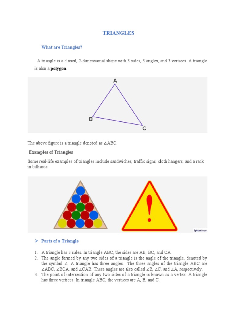 Exploring Triangles: A Comprehensive Guide to the Parts, Properties ...
