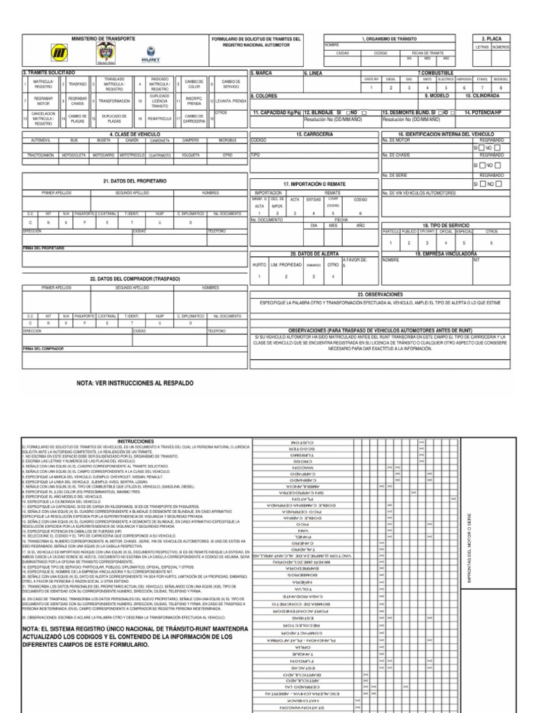 Formulario de Traspaso Nacional | PDF