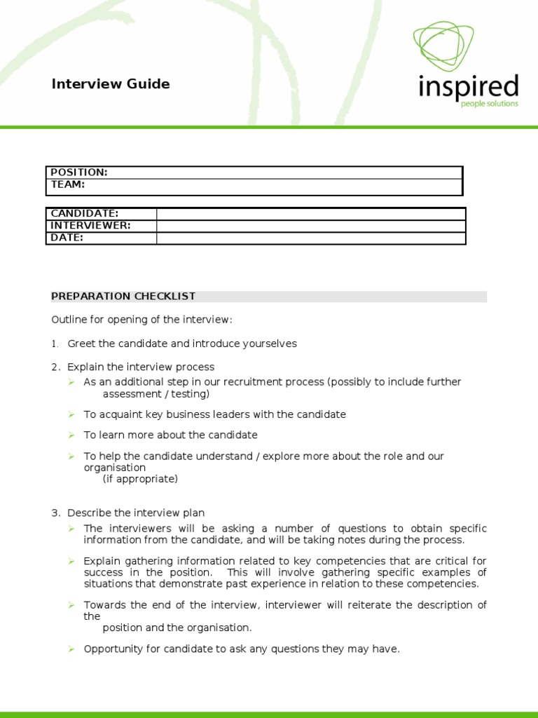 IP Behavioural Interview Guide | PDF | Goal | Strategic Management