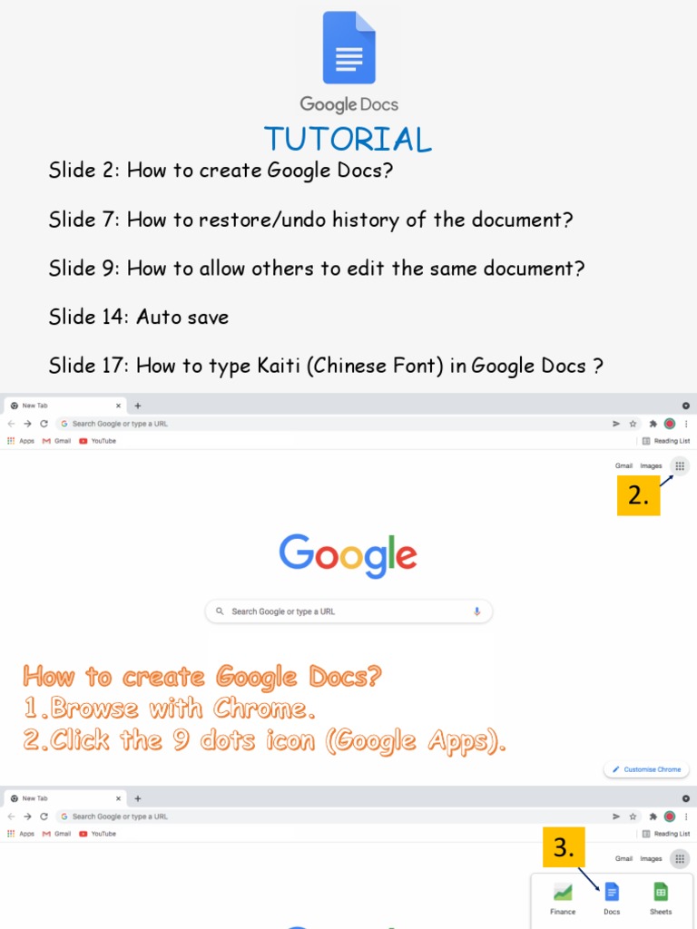 Tutorial For Google Docs | PDF | Computers