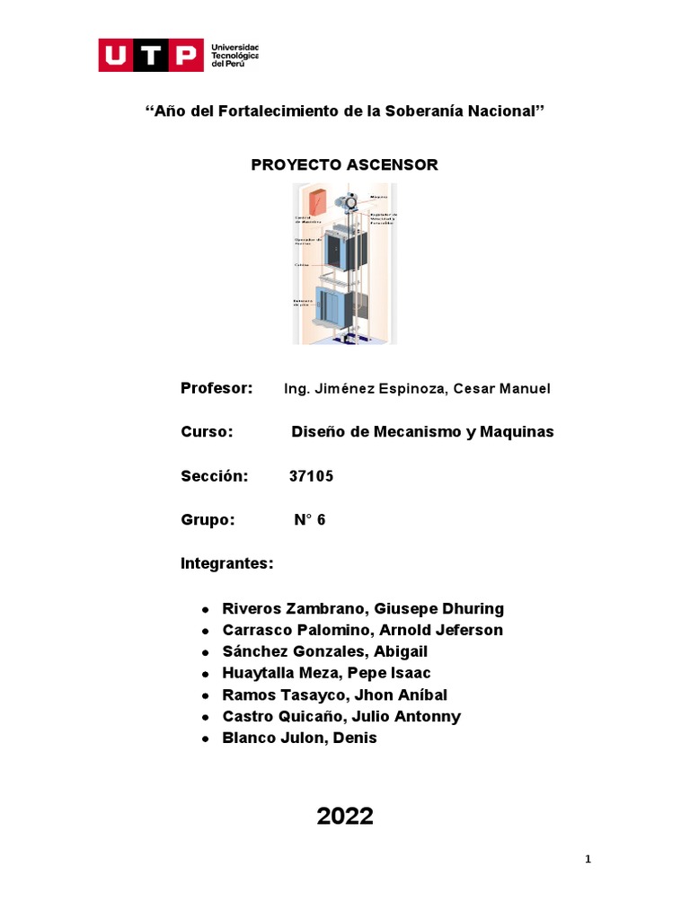 Proyecto Ascensor (GRUPO 6) - 4 Revisado | PDF | Ascensor | Transporte