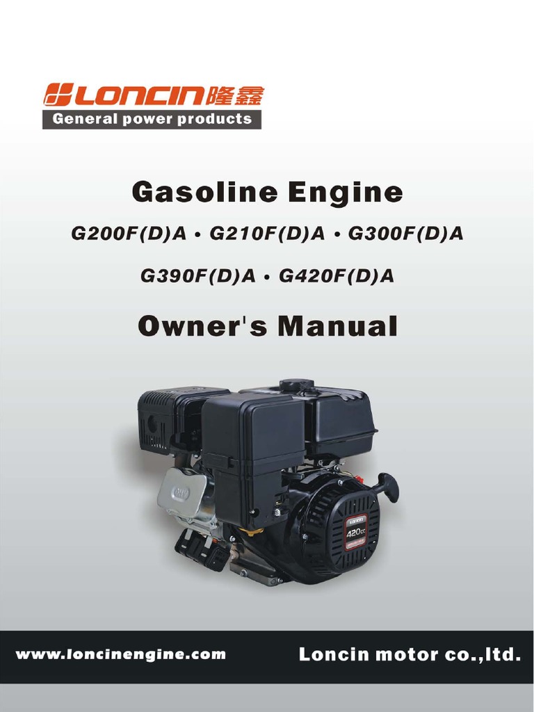 Loncin G200F Engine Owner's Manual | PDF | Gasoline | Carburetor