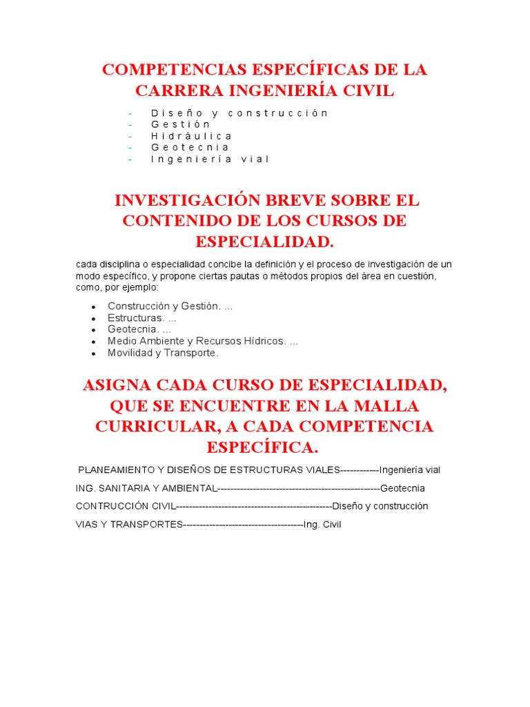 Competencias Específicas | PDF