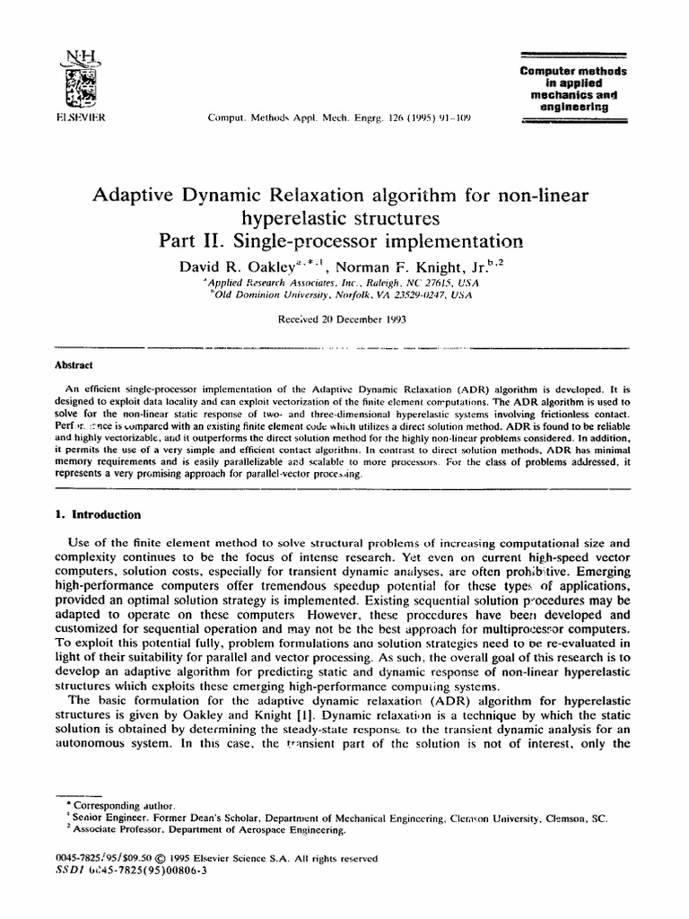 Adaptive Dynamic Relaxation Algorithm For Non-Linear Hyperelastic ...