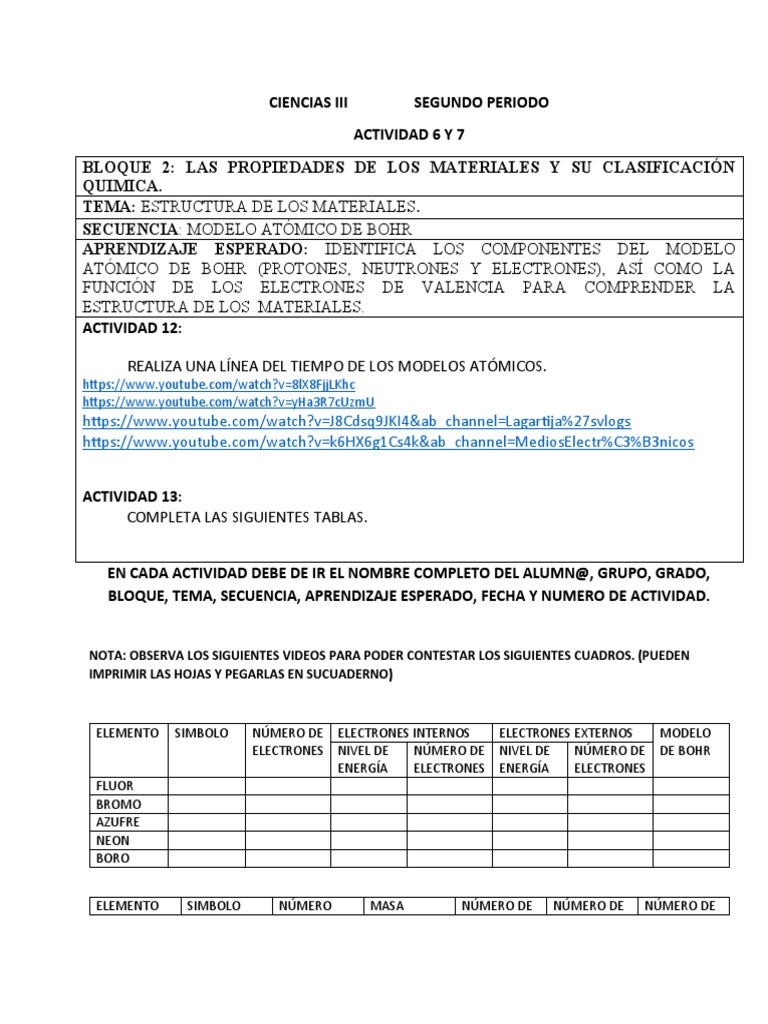 Ciencias Iii Act. 6 y 7 Segundo Trimestre | PDF