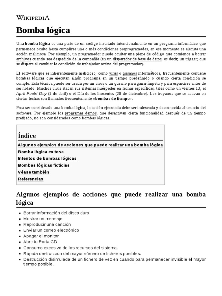 Bomba Lógica | PDF | Seguridad | Guerra cibernética
