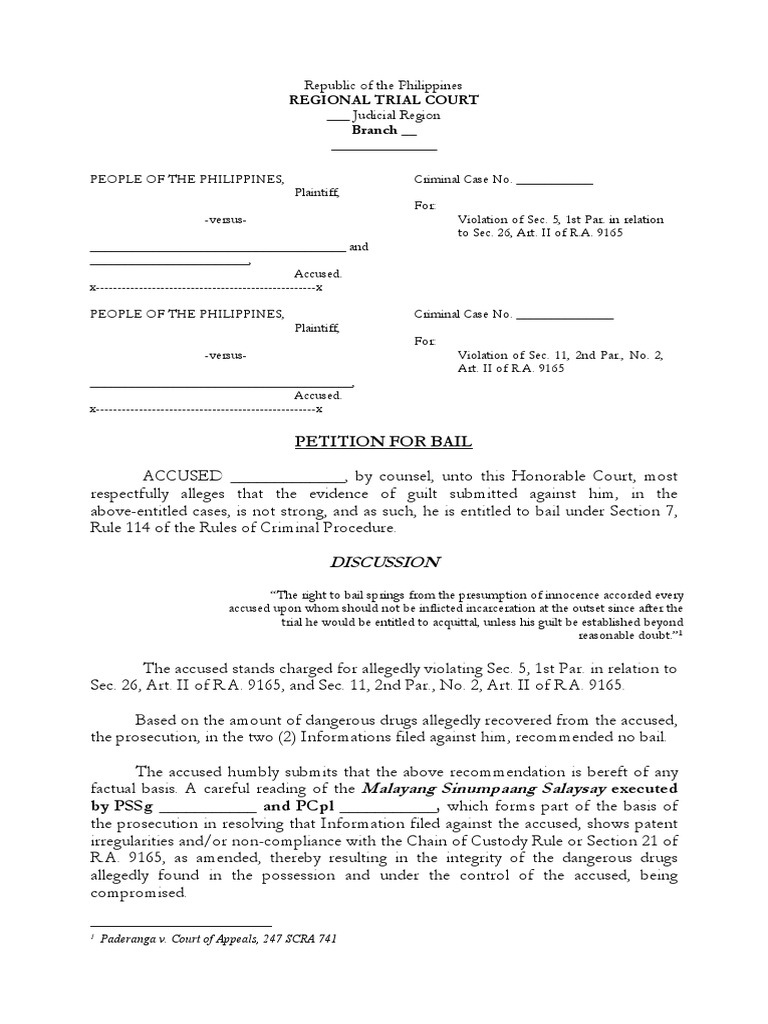 Petition for Bail | PDF | Bail | Criminal Procedure In South Africa