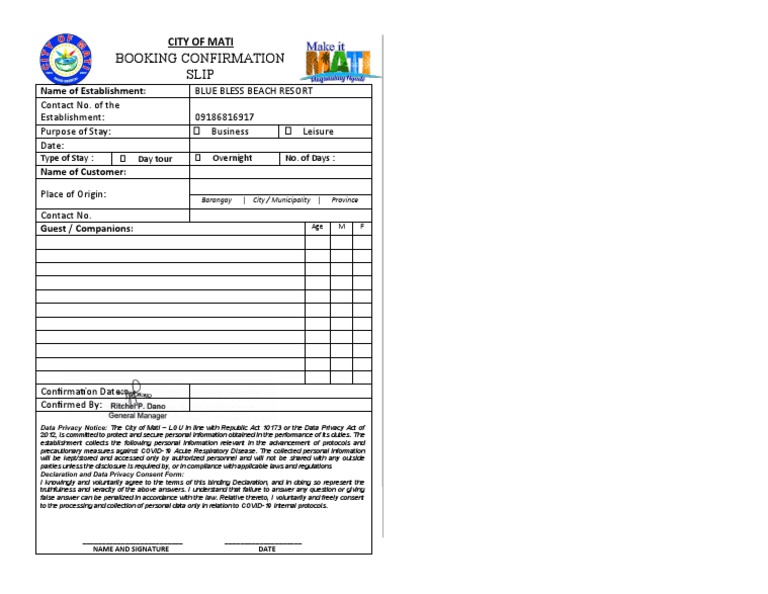 Booking Confirmation Slip | PDF