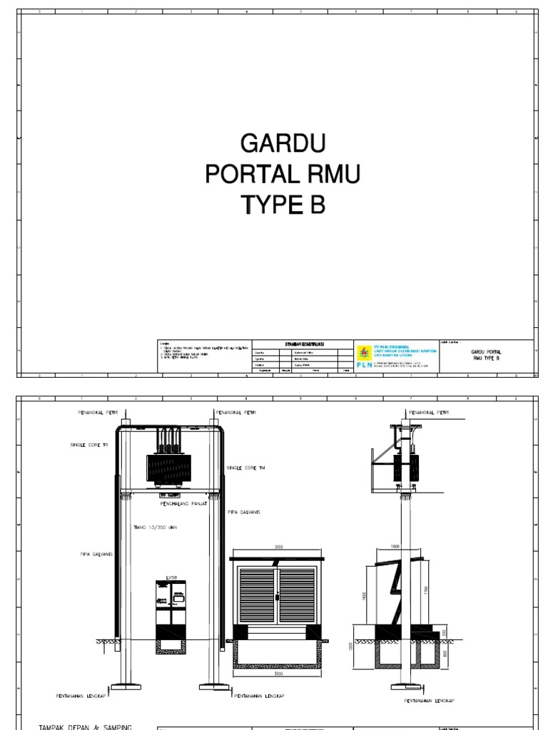 Drawing GARDU PORTAL RMU DISTRIBUSI - UP3 BTU 2020 Type B | PDF