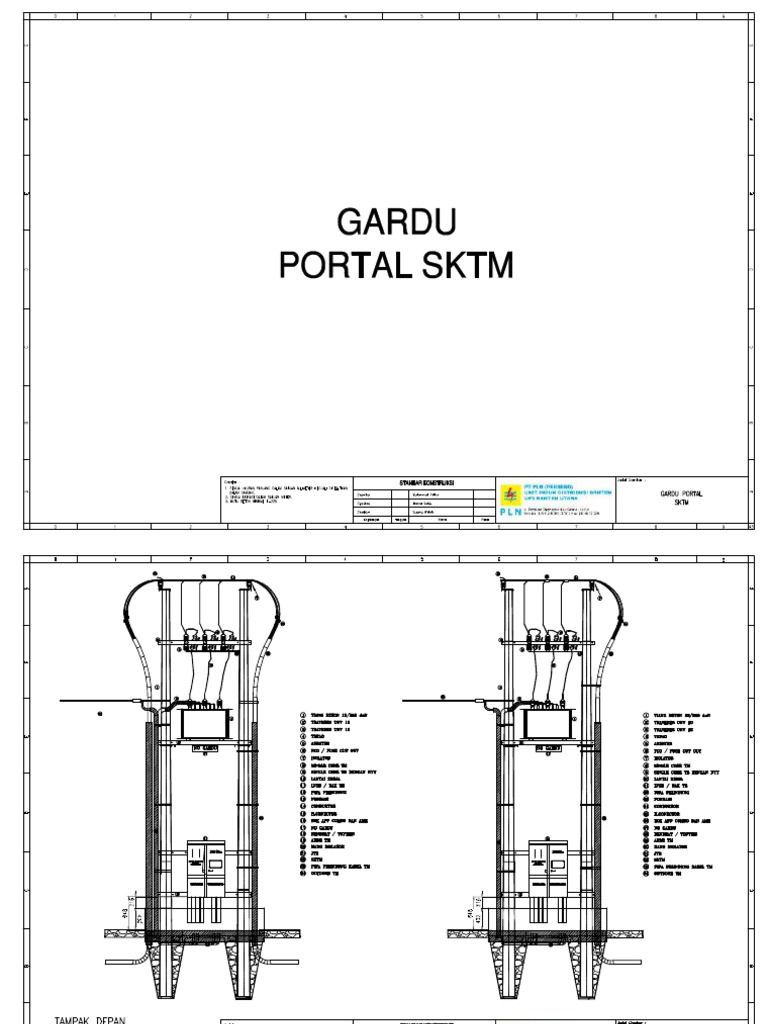 Drawing GARDU PORTAL SKTM DISTRIBUSI - UP3 BTU 2020 | PDF