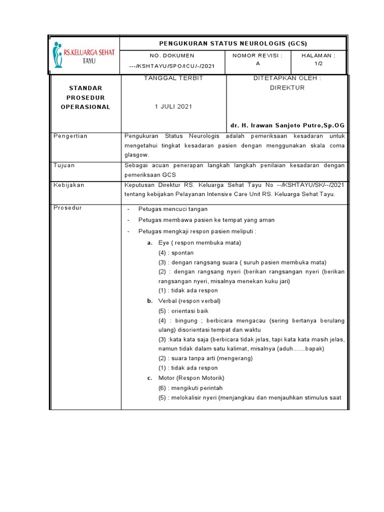 Pengukuran Status Neurologis (GCS) | PDF