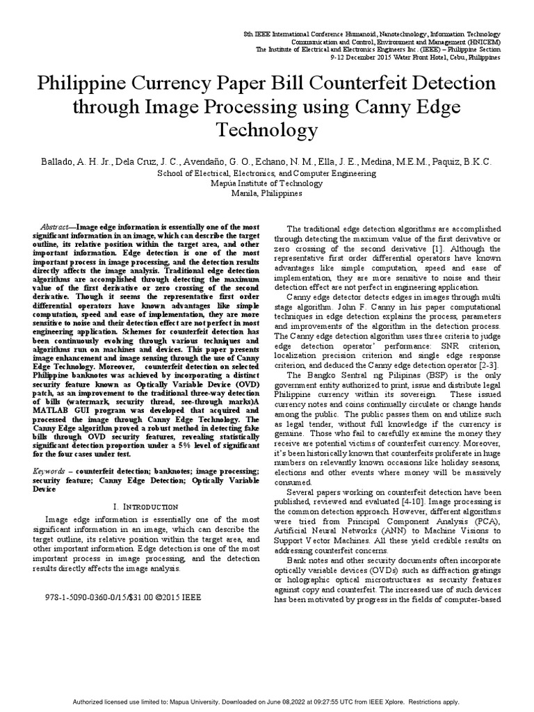 Counterfeit Bill Detection | PDF | Type I And Type Ii Errors | Banknote