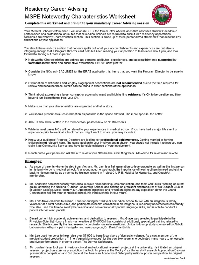 MSPE NC Fillable FINAL | PDF | Evaluation | Experience