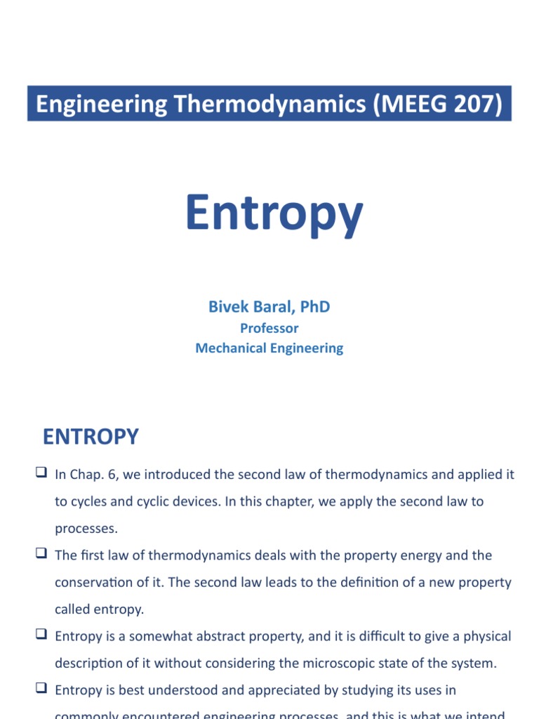Chapter 7 - Entropy | PDF | Entropy | Second Law Of Thermodynamics