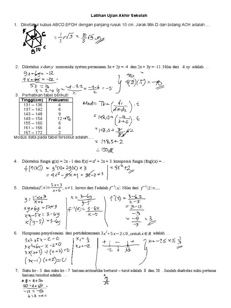 Latihan US Matematika Wajib | PDF | Metode & Bahan Ajar