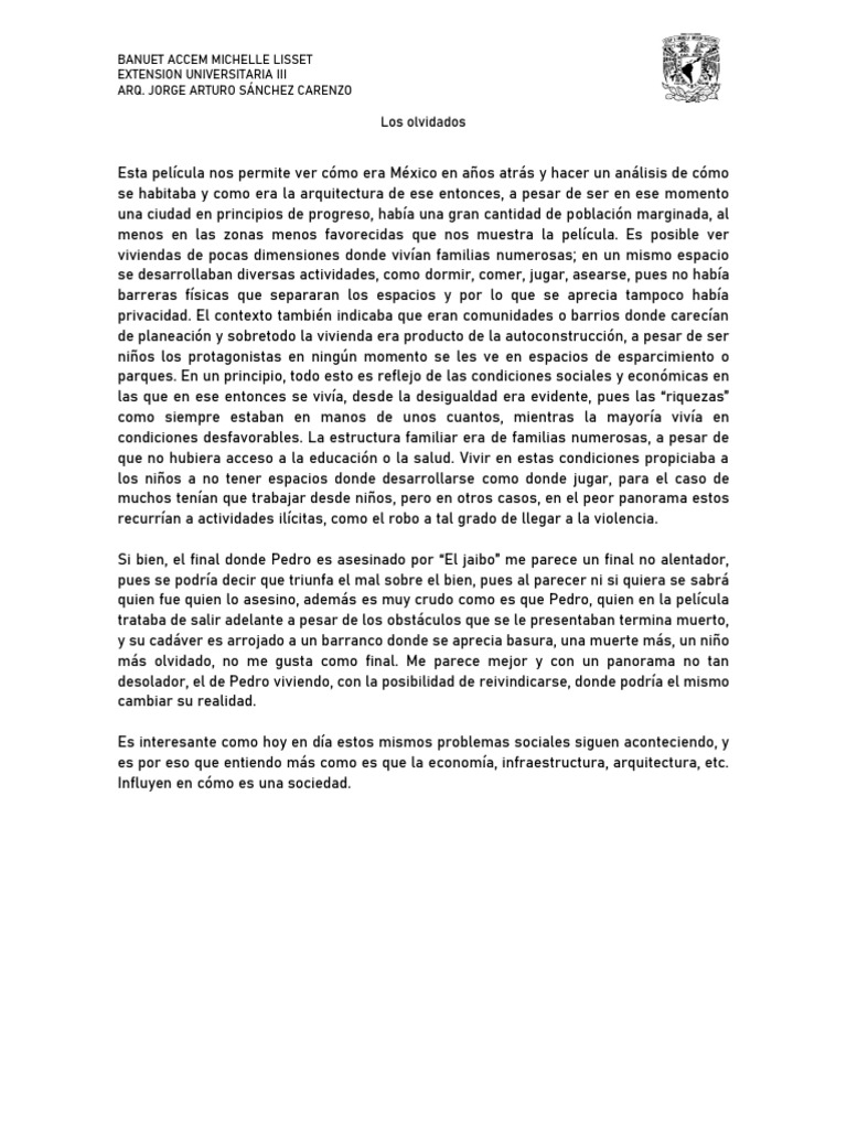 Los Olvidados Banuet Accem Michelle Lisset | PDF | Ciencias sociales