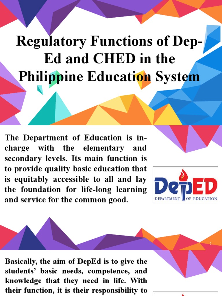 Regulatory Functions of the Department of Education (DepEd) and the ...