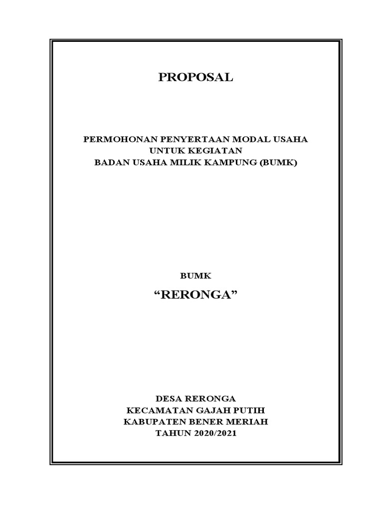 Contoh Proposal Penyertaan Modal Bumdes-1 | PDF