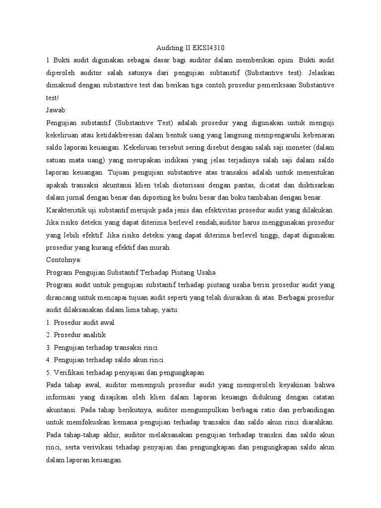 Pengujian Substantif dalam Audit Keuangan | PDF