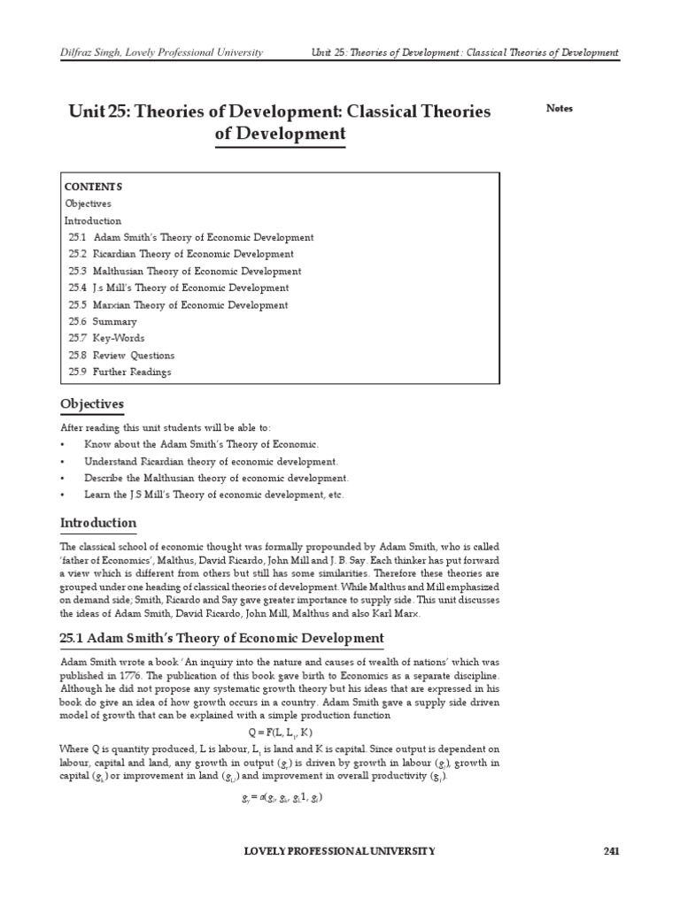 Unit 25: Theories of Development: Classical Theories of Development ...