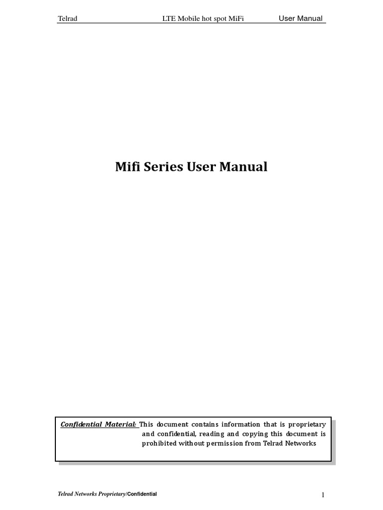 Mifi Series User Manual | PDF | Port (Computer Networking) | Ip Address