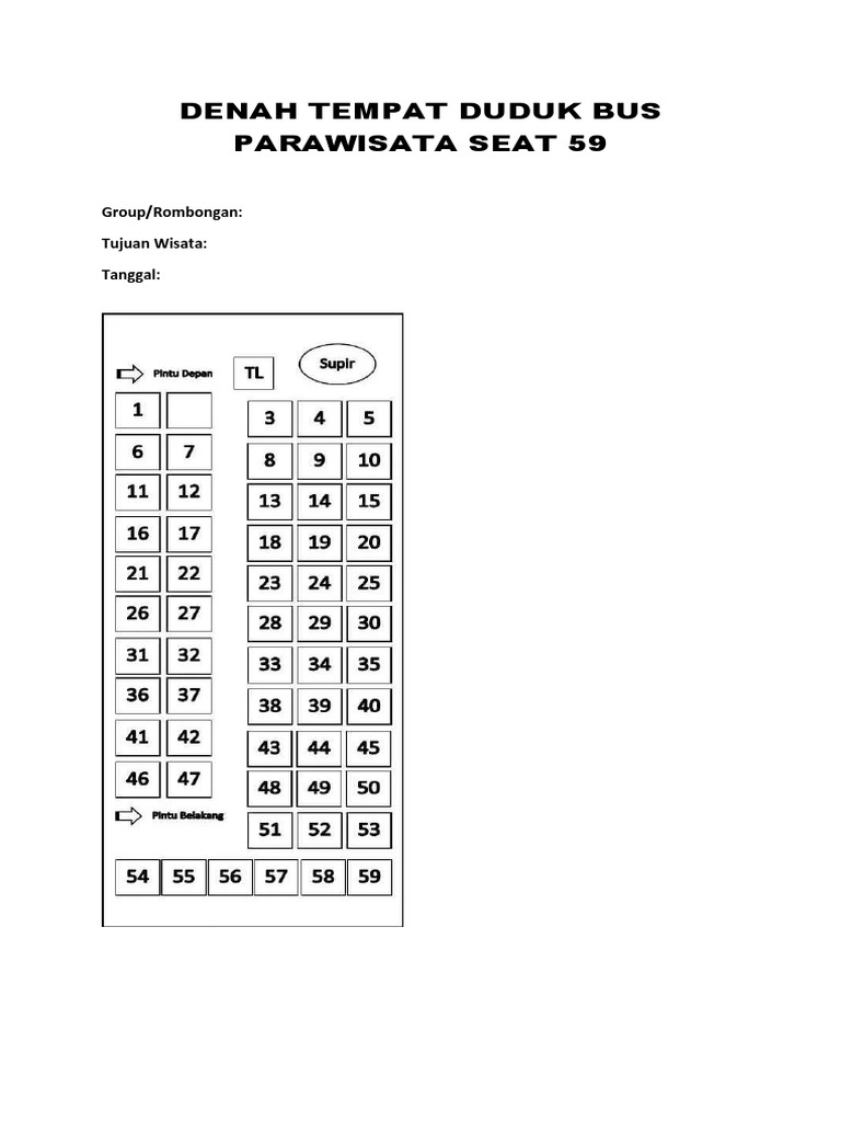 Denah Tempat Duduk Bus Parawisata Seat 59 | PDF