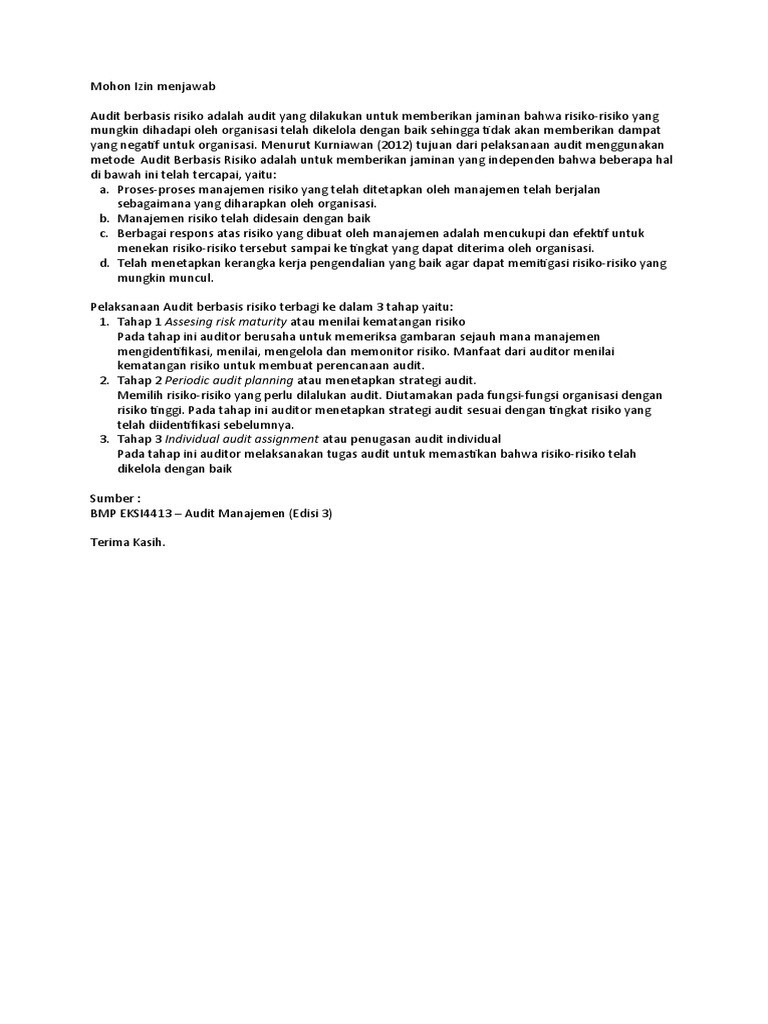 Jawaban Diskusi 5 Audit Manajemen | PDF