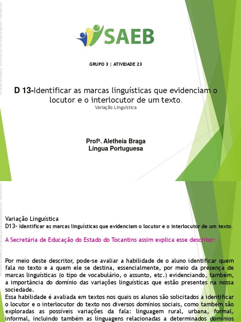 Marcas Linguísticas: Locutor e Interlocutor | PDF | Cinderela