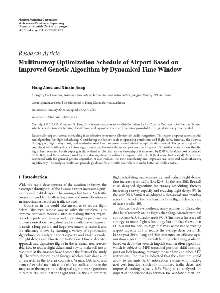 Multirunway Optimization Schedule of Airport Based On Improved Genetic ...
