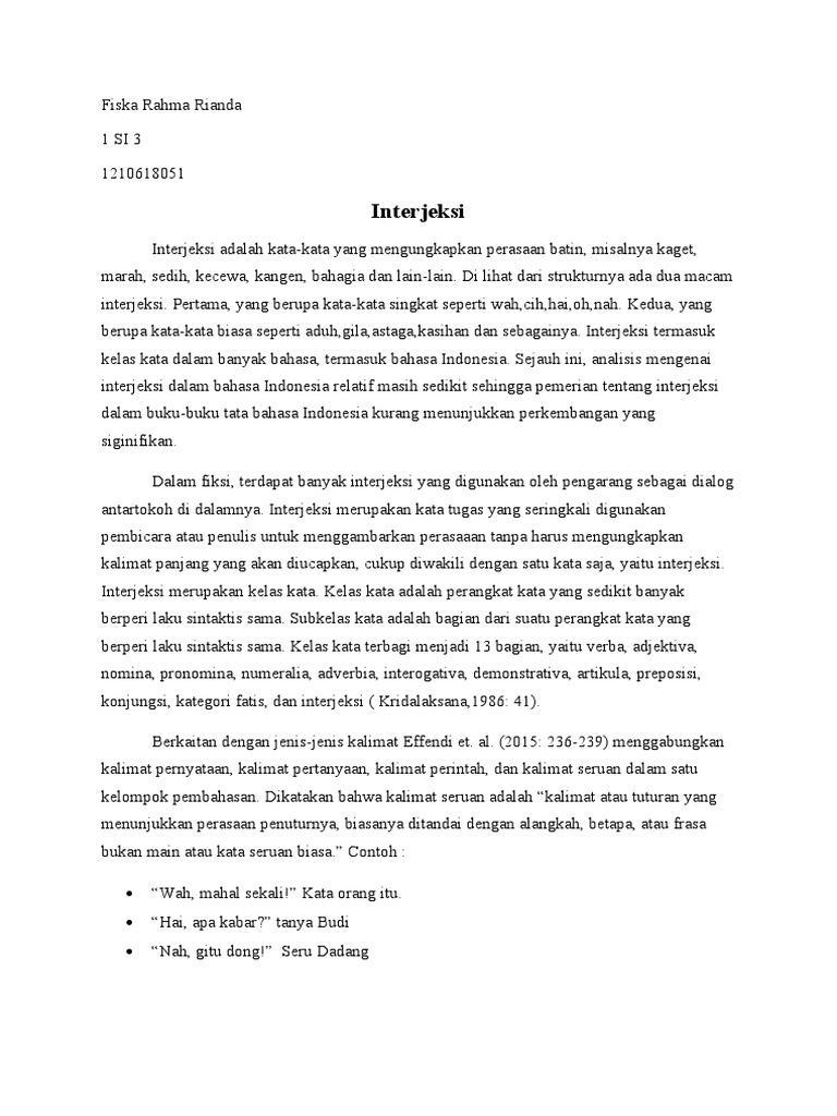 Pengertian dan Contoh Interjeksi | PDF