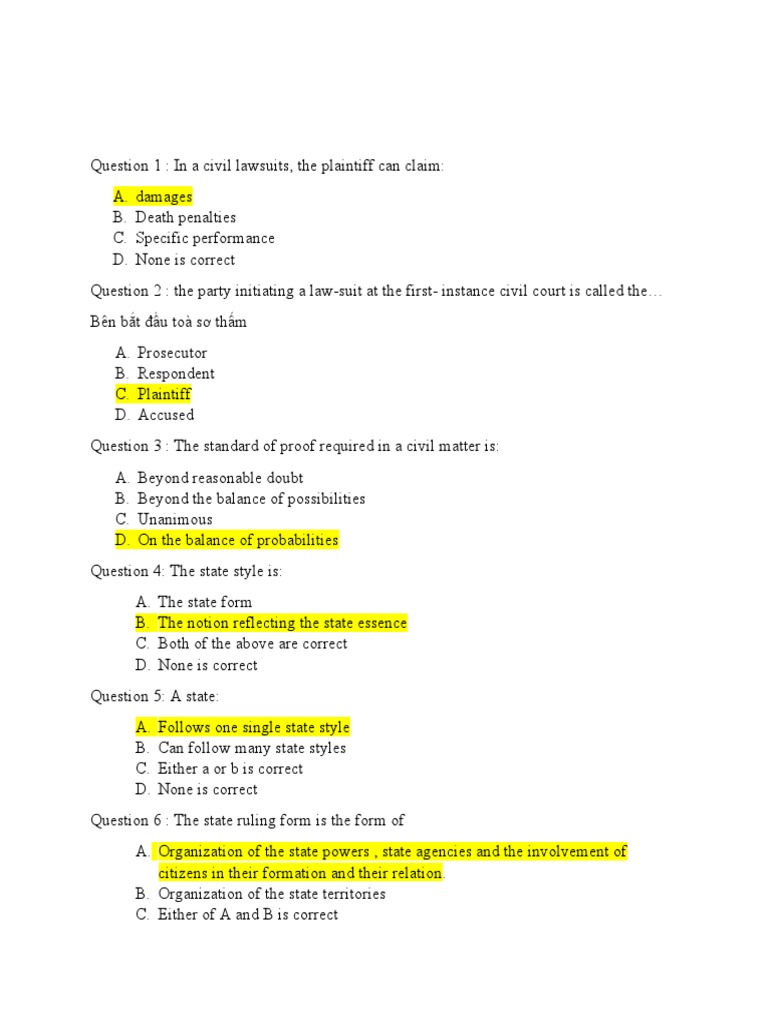 PLĐC Question | Download Free PDF | Burden Of Proof (Law) | Legal Remedy