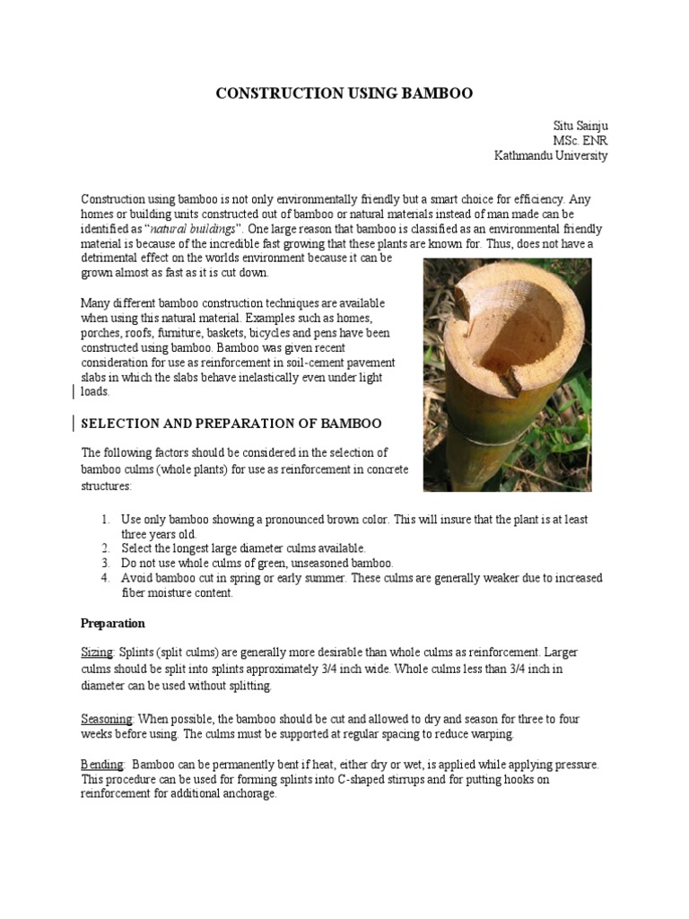 Bamboo Reinforcement in Concrete Construction | PDF | Concrete | Bamboo