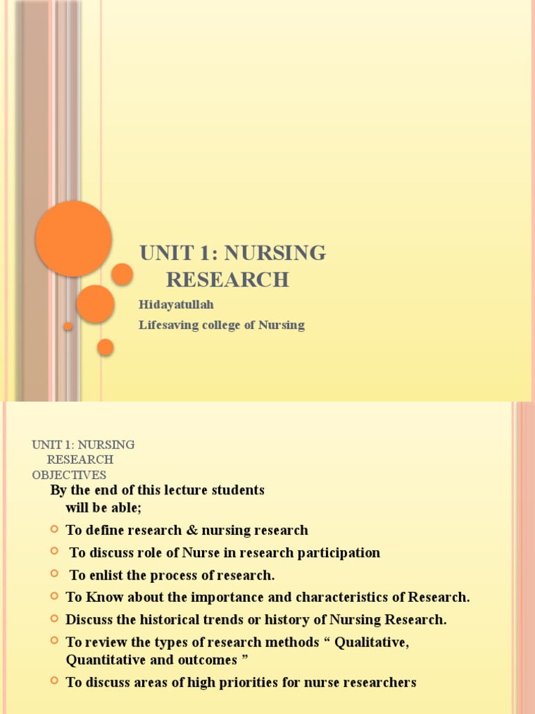 Research Unit I Nursing Research | PDF | Nursing | Quantitative Research