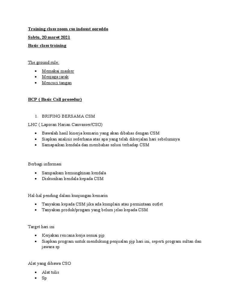 Basic Class Training Cso | PDF | Bisnis
