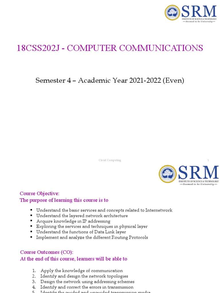 18Css202J - Computer Communications: Semester 4 - Academic Year 2021-2022 (Even) | PDF ...