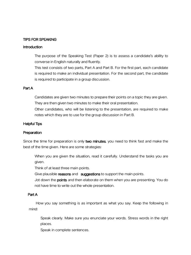 Speaking Tips | PDF | Fluency | Cognition