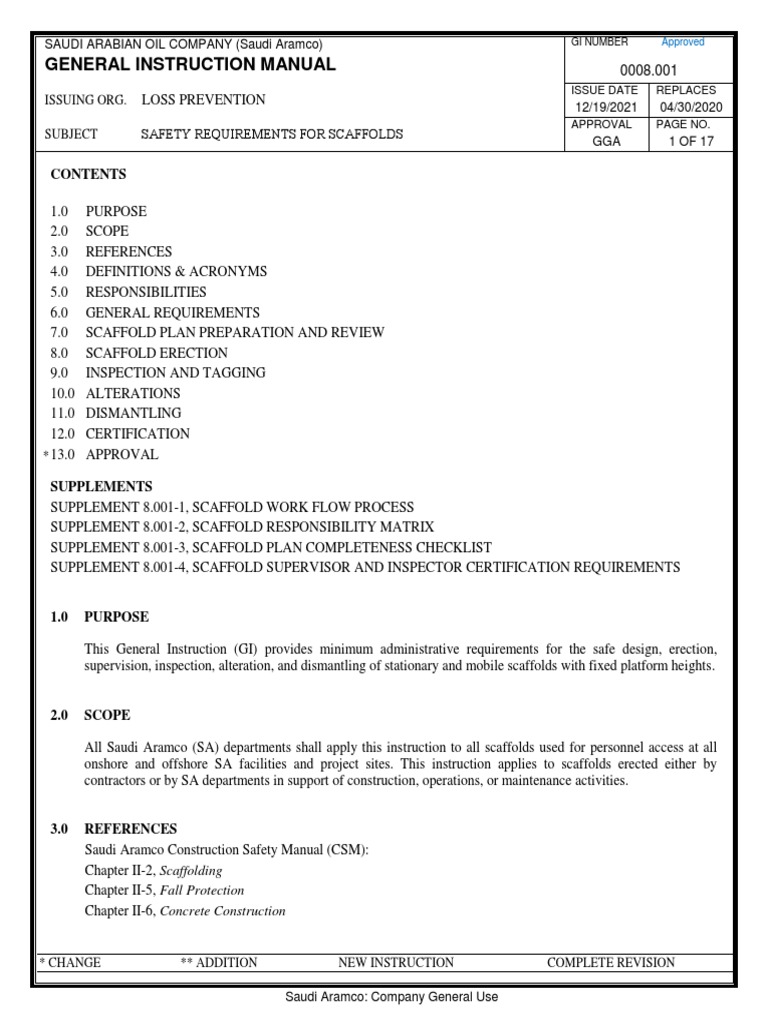 General Instruction Manual: Safety Requirements For Scaffolds | PDF ...
