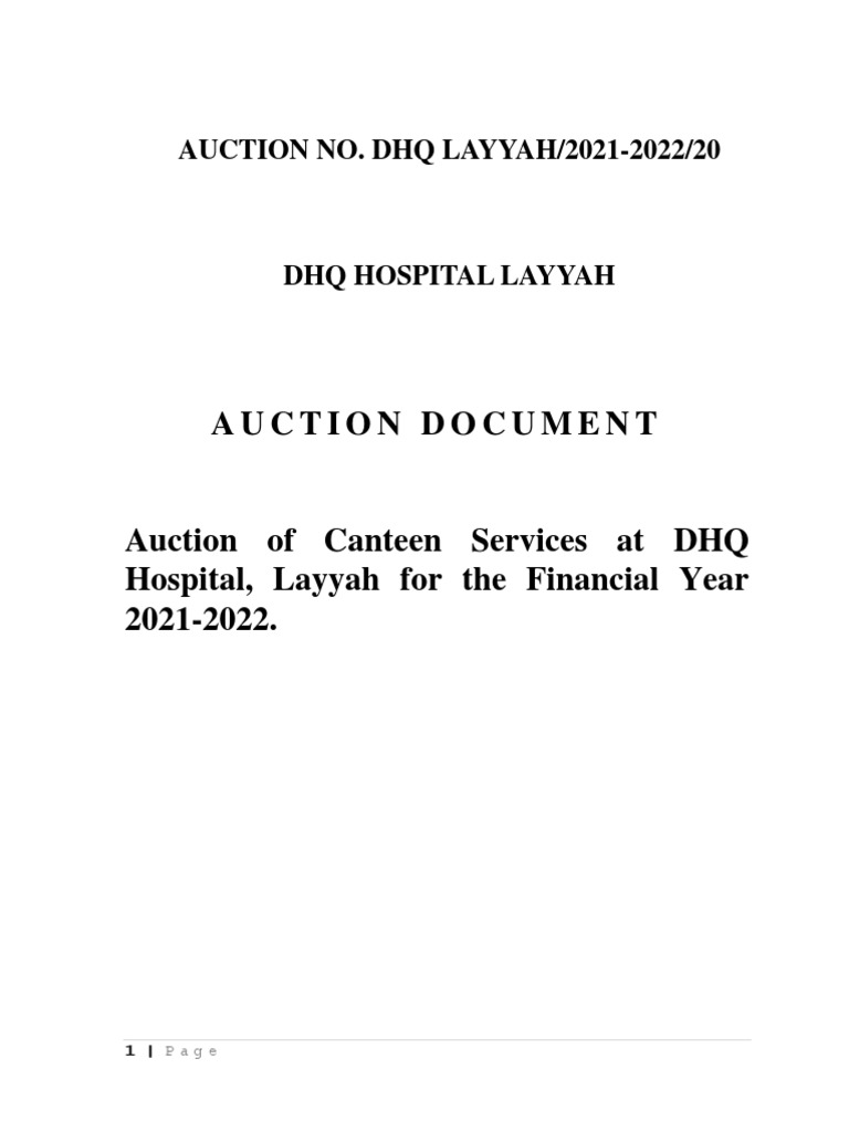 DHQ Layyah Canteen Auction 2021-22 | PDF | Auction | Kitchen Utensil