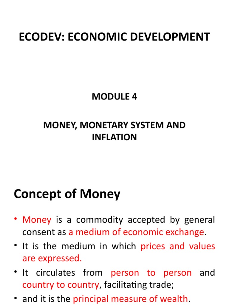 Ecodev: Economic Development: Money, Monetary System and Inflation ...