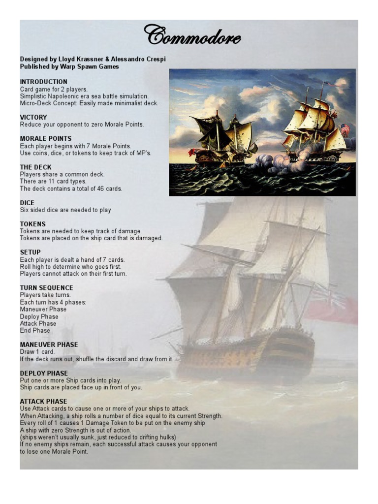 Commodore Rules | PDF | Broadside | Ships