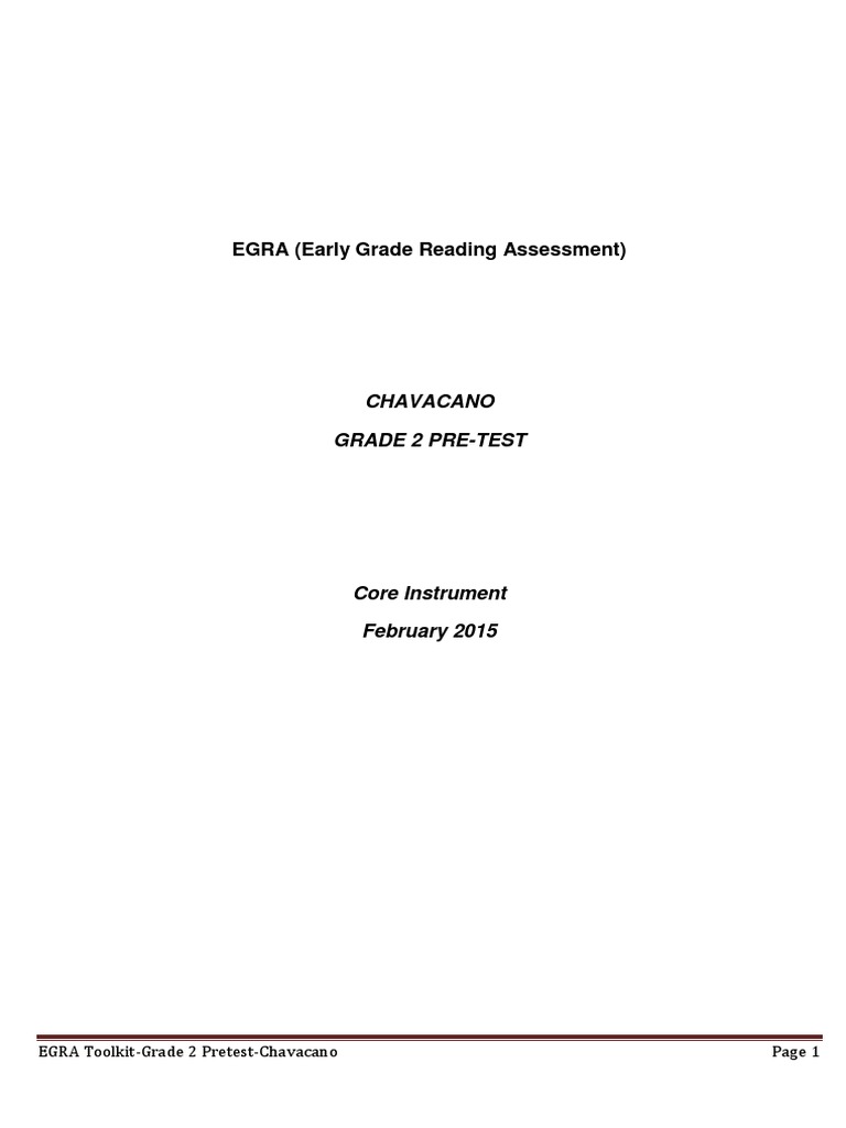 EGRA (Early Grade Reading Assessment) : Chavacano Grade 2 Pre-Test ...