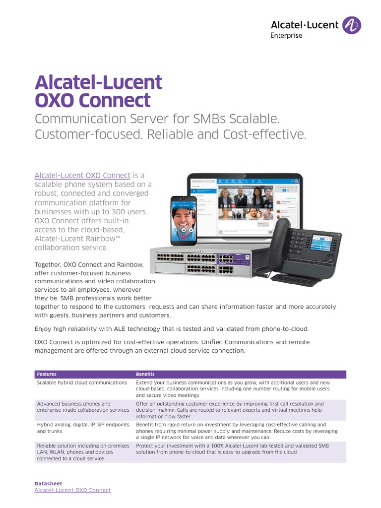 Alcatel-Lucent Oxo Connect: Communication Server For Smbs Scalable. Customer-Focused. Reliable ...