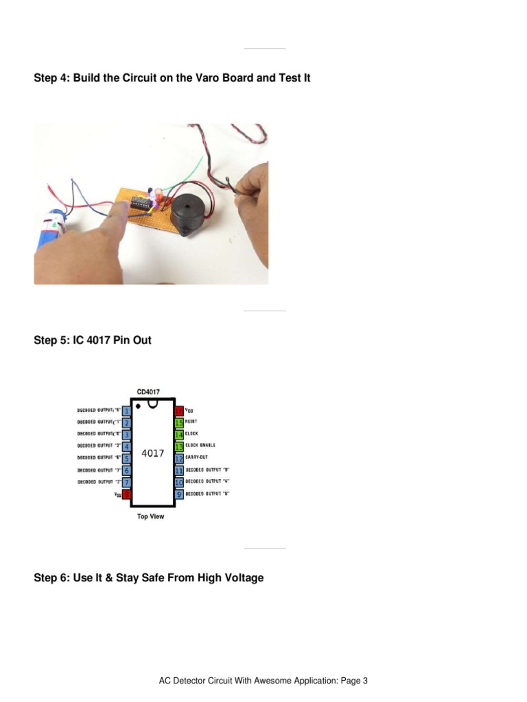 Step 4: Build The Circuit On The Varo Board and Test It: AC Detector ...