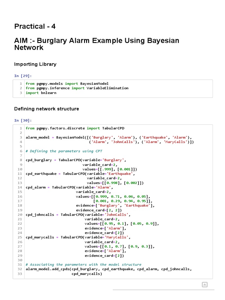 04 - Burglary Alarm Example Using Bayesian Network | PDF | Applied ...