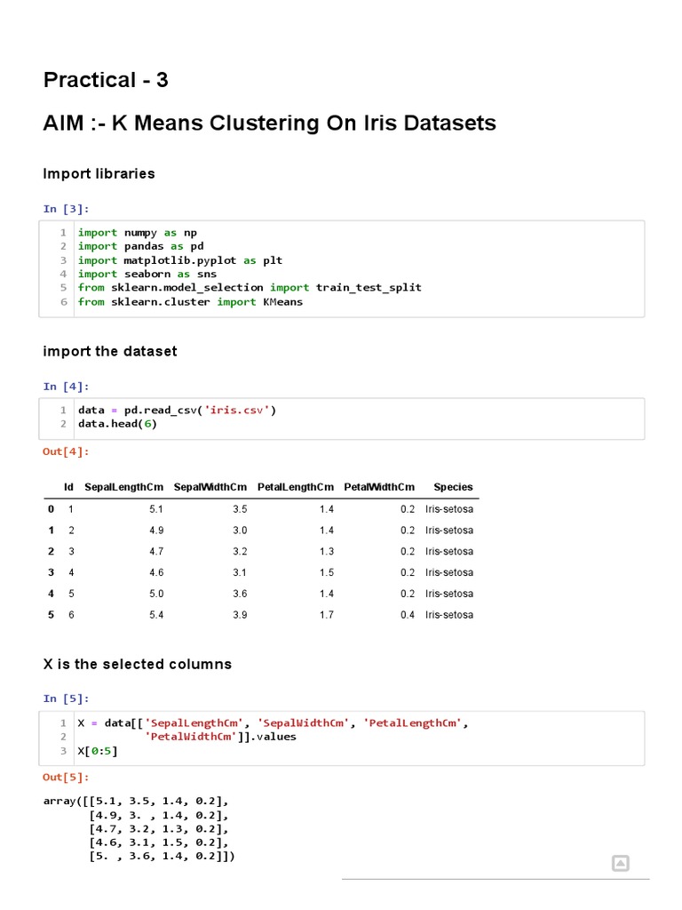 03 - K Means Clustering On Iris Datasets | PDF | Machine Learning | Algorithms And Data Structures