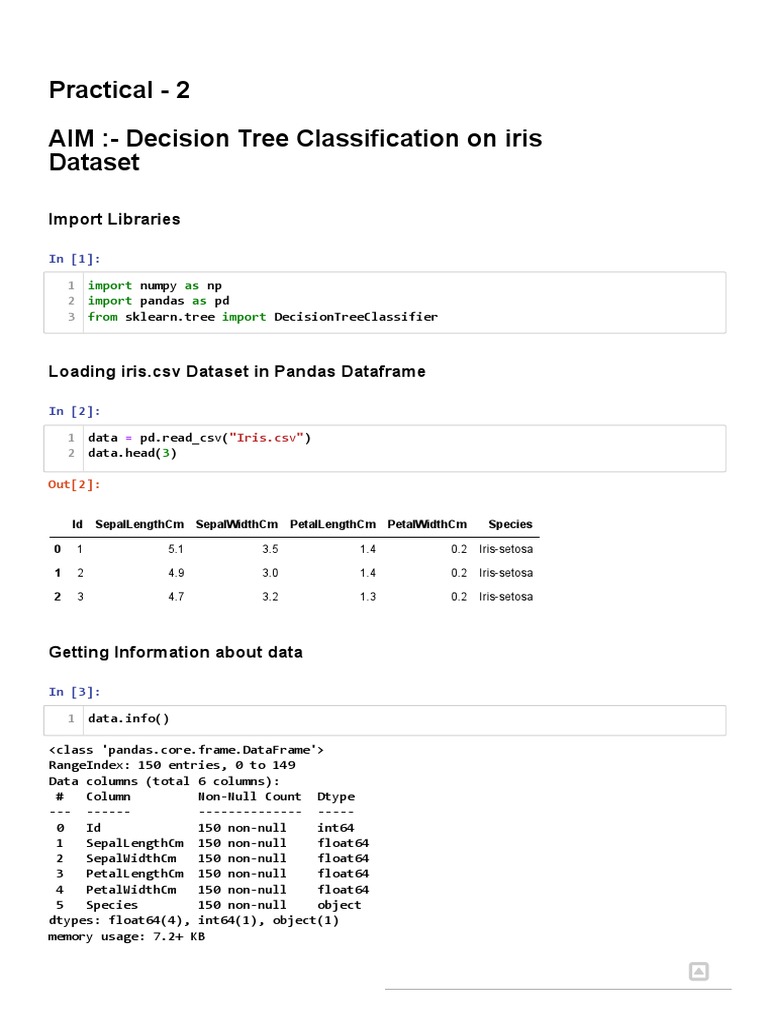 02 - Decision Tree Classification On Iris Dataset | PDF | Cognitive ...