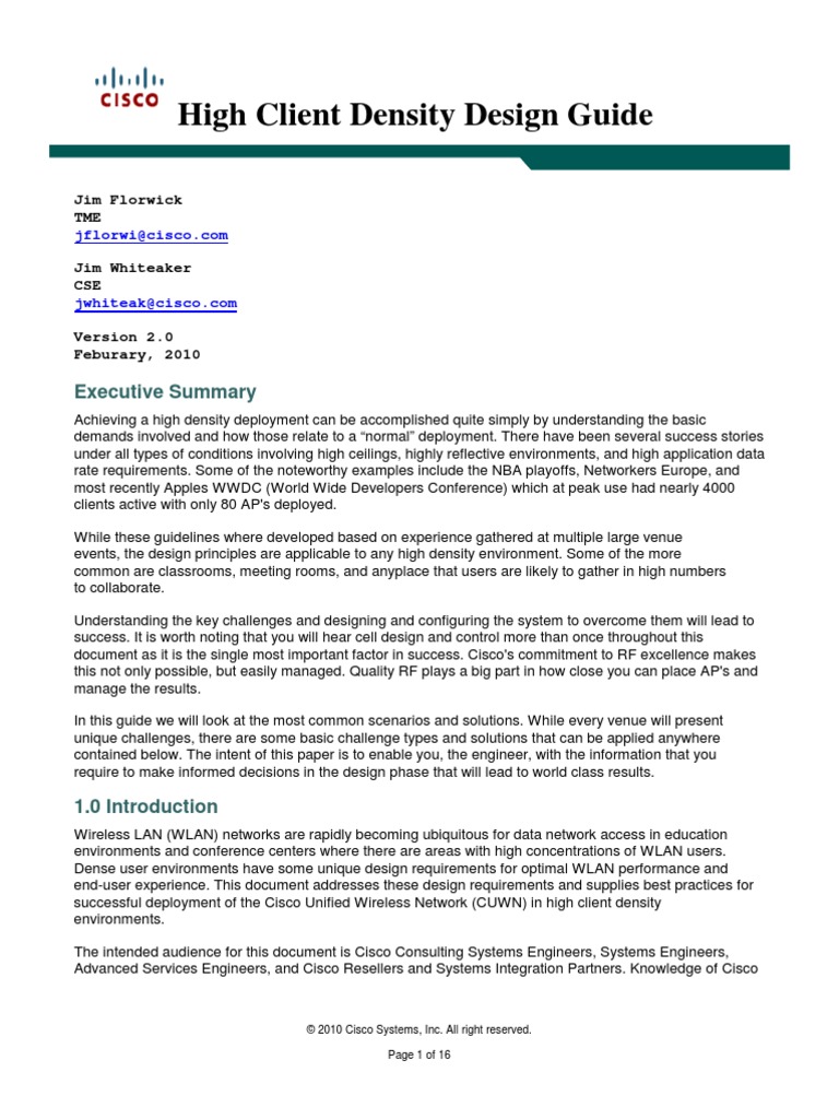 High Client Density Design Guide v2 | PDF | Ieee 802.11 | Wireless Lan