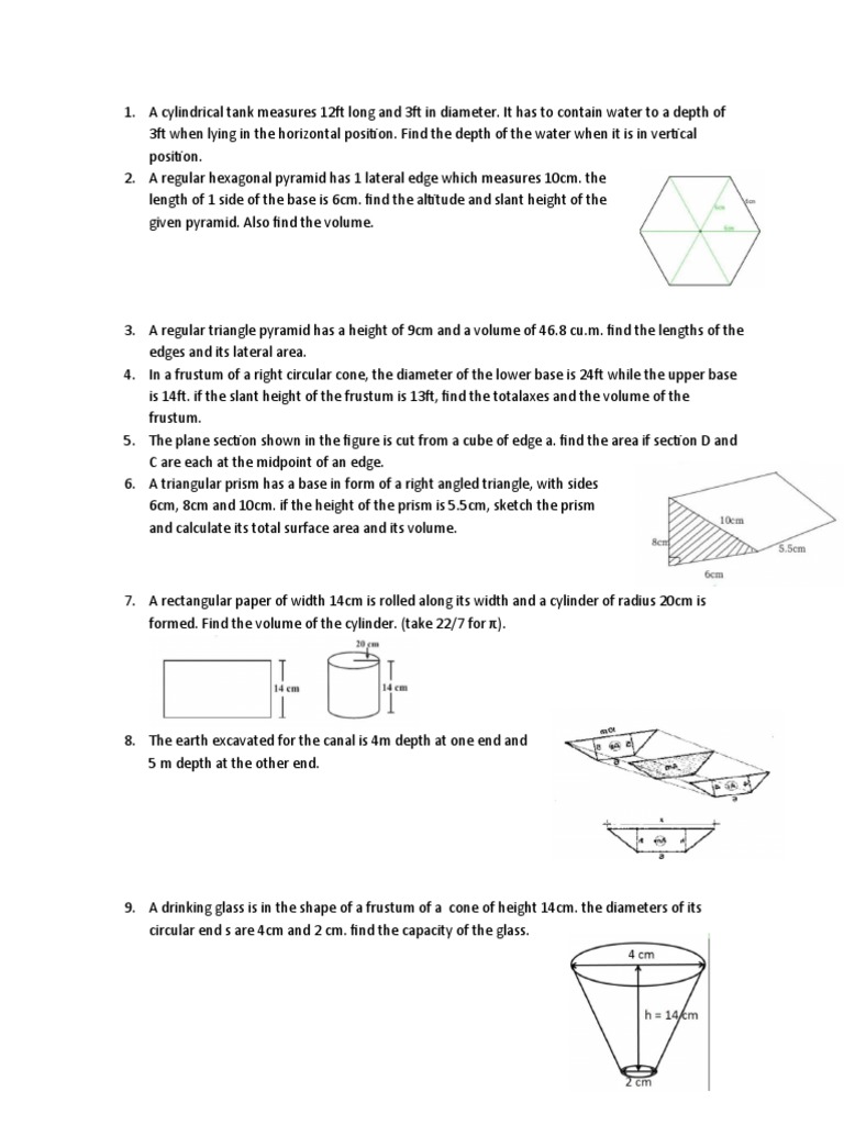 A Cylindrical Tank Measures 12ft Long and 3ft in Diameter | PDF | Area ...