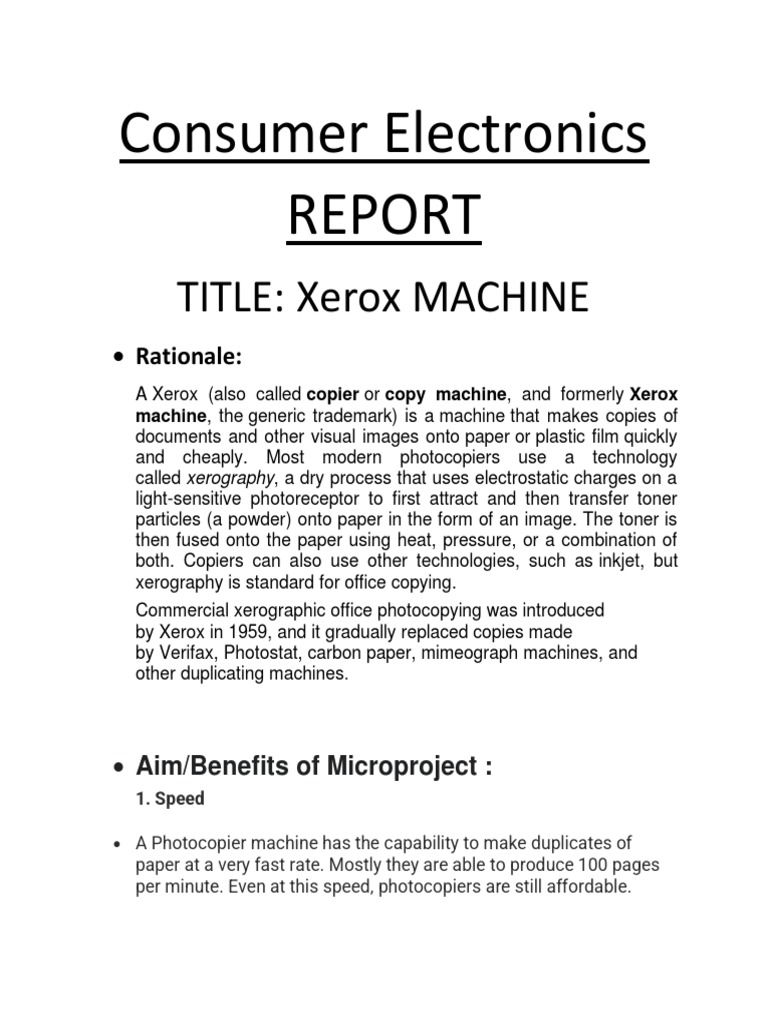 Consumer Electronics REPORT | Download Free PDF | Photocopier | Printing