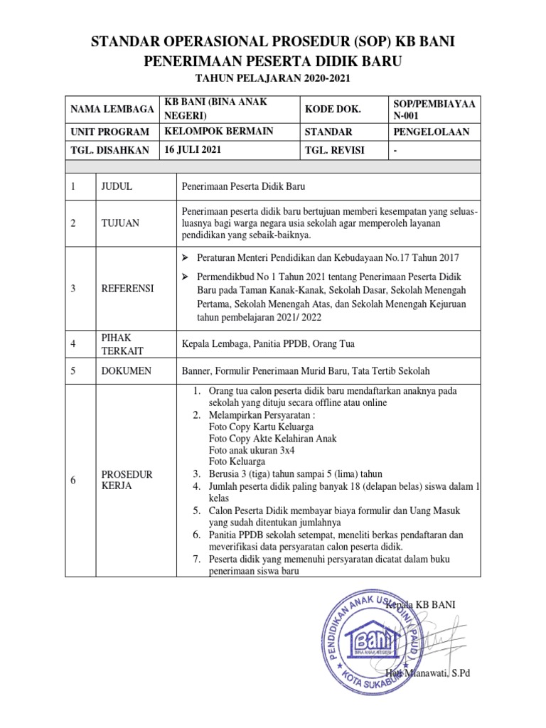 6.3.1 Sop PPDB | PDF